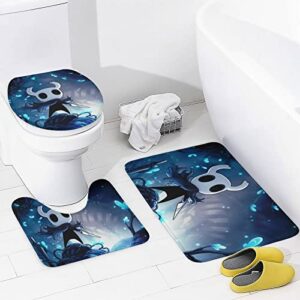 Woodyotime Hollow Game Knight Shower Curtain Sets 4 Piece Bathroom Set Shower Curtain Non-Slip Rugs Toilet Lid Cover Bath Mat Bathroom Decor