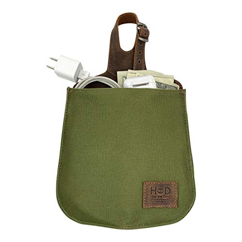 Hide & Drink, Hanging Storage Bag Handmade from Olive Green Canvas - Organize and Store Small Valuables in this Compact Pack, Accessories Pouch - Great for Miscellaneous Items, Travel, Camping - Olive