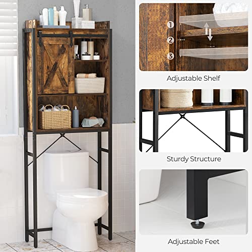 VASAGLE Over The Toilet Storage, Over Toilet Bathroom Organizer and Space-Saving Rack, Freestanding Bathroom Shelves, Rustic Brown and Black UBTS003B01