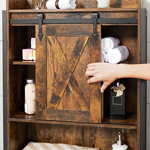 VASAGLE Over The Toilet Storage, Over Toilet Bathroom Organizer and Space-Saving Rack, Freestanding Bathroom Shelves, Rustic Brown and Black UBTS003B01