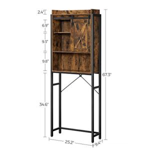 VASAGLE Over The Toilet Storage, Over Toilet Bathroom Organizer and Space-Saving Rack, Freestanding Bathroom Shelves, Rustic Brown and Black UBTS003B01