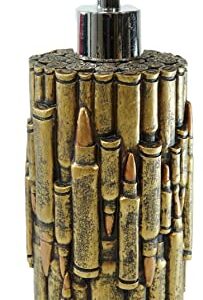 Ebros Gift Rustic Western Military Style Spherical Rifle Ammo Rounds Shells Gold Tone Bullets Bathroom Accessory (Liquid Soap Pump Dispenser, Tumbler Cup, Soap Dish and Toothbrush Holder Set of 4)