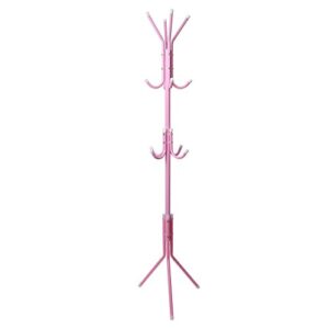 uxcell metal coat rack,standing coat tree 12 hooks hanger for handbags hat umbrella clothes home decorate fuchsia