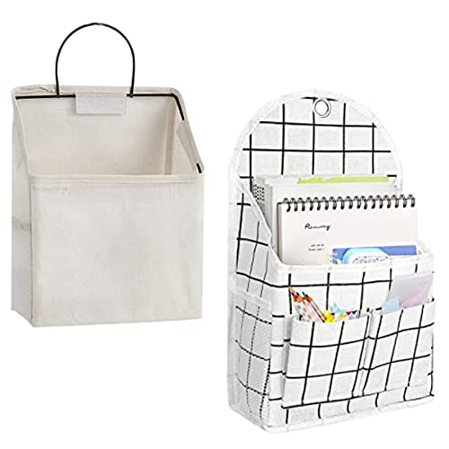 HUIGOU 2 Packs Wall Hanging Basket Fabric Closet Hanging Storage Caddy Bag Desktop Organizer Over The Door Pouch Hanging Shelf Organizer Baskets for Home Kitchen Bathroom Bedroom