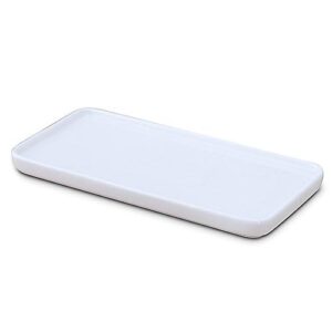 ceramic vanity tray small rectangle, bathtub tray bathroom organizer, cosmetics holder for tissue candle towel plant jewelry ring dish dresser perfume shampoo-white (1 pc small size)