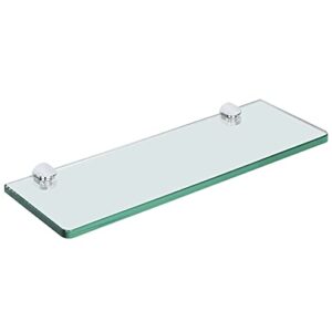 sayayo floating glass shelves for bathroom, 15 x 5 inch chrome tempered glass shelf for wall 1 pack, clear