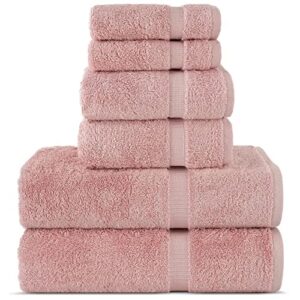 chakir turkish linens luxury spa and hotel quality premium turkish cotton 6-piece towel set (2 x bath towels, 2 x hand towels, 2 x washcloths)