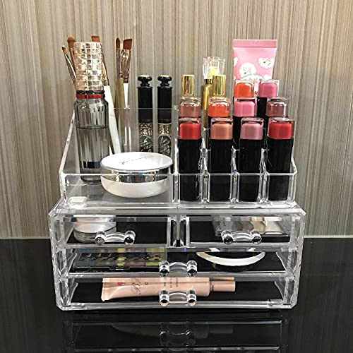 Ikee Design Clear Makeup Organizer for Vanity, Bathroom Counter or Dresser - Easily Accessible with Clear Design. Perfectly Organize Your Beauty Essentials. Adds an Elegant Touch to Your Space.