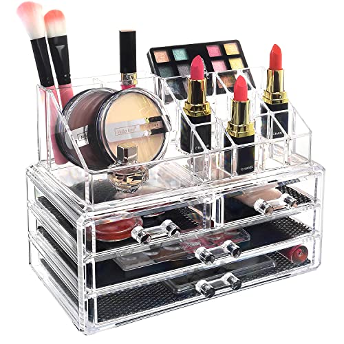 Ikee Design Clear Makeup Organizer for Vanity, Bathroom Counter or Dresser - Easily Accessible with Clear Design. Perfectly Organize Your Beauty Essentials. Adds an Elegant Touch to Your Space.