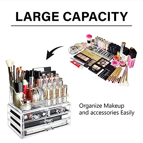 Ikee Design Clear Makeup Organizer for Vanity, Bathroom Counter or Dresser - Easily Accessible with Clear Design. Perfectly Organize Your Beauty Essentials. Adds an Elegant Touch to Your Space.