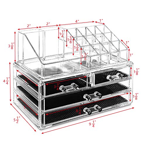 Ikee Design Clear Makeup Organizer for Vanity, Bathroom Counter or Dresser - Easily Accessible with Clear Design. Perfectly Organize Your Beauty Essentials. Adds an Elegant Touch to Your Space.