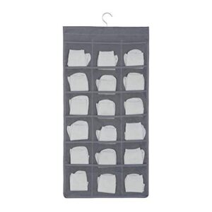 Fangkun Closet Underwear Hanging-Bag Organizer Rotating-Hook Dual Sided 30 Mesh Pockets Wall Shelf Wardrobe Storage Bags,Oxford Cloth Space Saver Bag for Bra Underwear Underpants Socks (Gray)