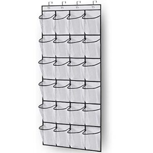 chbc 24 large mesh pockets over the door shoe rack, hanging shoe organizer for closet hanging shoe rack holder hanger, white