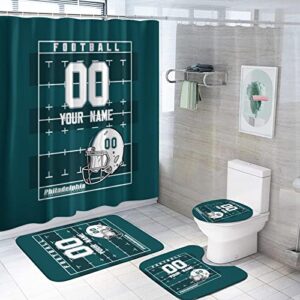 custom football style shower curtain 4pcs set personalized bathroom decor gift fashion modern home supplies