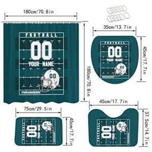 Custom Football Style Shower Curtain 4Pcs Set Personalized Bathroom Decor Gift Fashion Modern Home Supplies