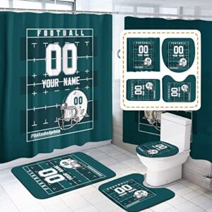 Custom Football Style Shower Curtain 4Pcs Set Personalized Bathroom Decor Gift Fashion Modern Home Supplies