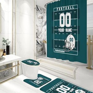 Custom Football Style Shower Curtain 4Pcs Set Personalized Bathroom Decor Gift Fashion Modern Home Supplies