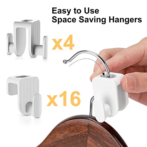 Double Sided Hanger Hooks Space Saver - 20 PCS Clothes Hanger Connector Hooks - Premium Cascading Hooks Extender Clips, Heavy Duty Space Saving for Closet White