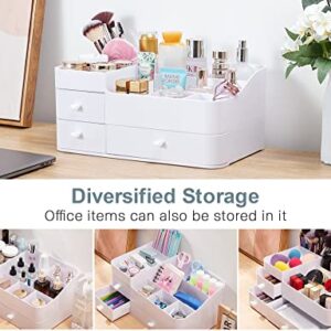 Makeup Organizer with Drawers,Large Capacity Countertop Organizer for Vanity,Bathroom and Bedroom Desk Cosmetics Organizer for Skin Care,Brushes, Eyeshadow, Lotions, Lipstick, Nail Polish and Jewelry