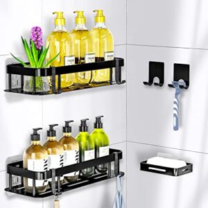 zmteam shower caddy organizer for inside shower-5pack bathroom shower shelves no drilling with soap holder-strong adhesive rustproof shower storage shelf basket for bathroom,dorm and kitchen-black