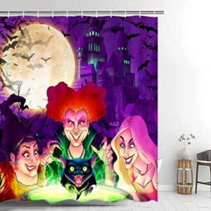 4Pcs Cartoons Anime Shower Curtain Sets, Halloween Horror Shower Curtain Set, Halloween Bathroom Set with Rugs(Bath Mat,U Shape and Toilet Lid Cover Mat) (C1)