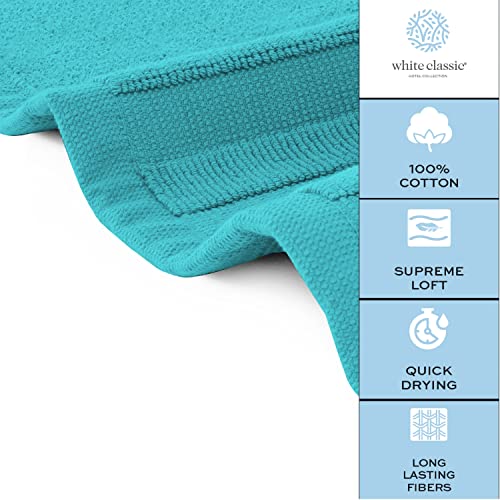 White Classic Luxury Bath Sheet Towels | 2 Pack Luxury Bath Mat | 2 Pack Bundle (Aqua)