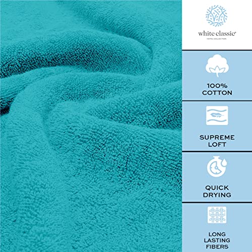 White Classic Luxury Bath Sheet Towels | 2 Pack Luxury Bath Mat | 2 Pack Bundle (Aqua)