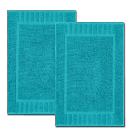 White Classic Luxury Bath Sheet Towels | 2 Pack Luxury Bath Mat | 2 Pack Bundle (Aqua)