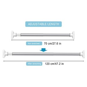 Closet Pole, Closet Rod with Telescopic Adjustment, with Wardrobe Rail Rod Pole Socket and Screws, Clothes Rod for Closet, Suitable for Wardrobes, Cabinets, Bathrooms, Balconies (27.6‘’-47.2‘’)