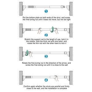 Closet Pole, Closet Rod with Telescopic Adjustment, with Wardrobe Rail Rod Pole Socket and Screws, Clothes Rod for Closet, Suitable for Wardrobes, Cabinets, Bathrooms, Balconies (27.6‘’-47.2‘’)