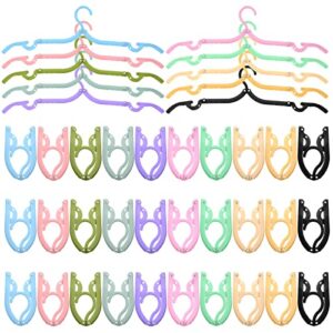 40 pcs foldable travel hangers plastic folding clothes hangers colored portable hangers for travel accessories dormitory school hotel women laundry coat bag drying, 10 colors