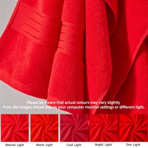 COZYART Red Bath Towels Set for Bathroom Soft Absorbent Durable 650 GSM Turkish Cotton Towel Set of 6, 2 Large Bath Towels, 2 Hand Towels, 2 Washclothes