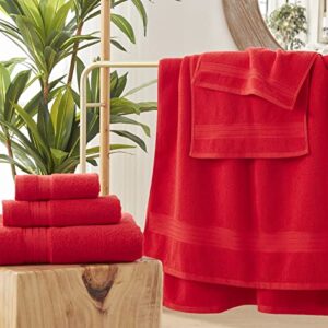 COZYART Red Bath Towels Set for Bathroom Soft Absorbent Durable 650 GSM Turkish Cotton Towel Set of 6, 2 Large Bath Towels, 2 Hand Towels, 2 Washclothes