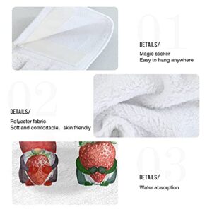 Lhammer Gnomes Strawberry Kitchen Towels Summer Mint Fresh Fruit Hanging Hand Towels for Bathroom Decor 2 Pack Beach Fingertips Tie Towels with Loop 12"x17"