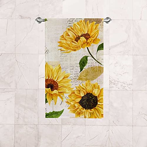 Vantaso Bath Hand Towels Sunflower Floral Retro, Soft Quick Dry Flowers Set of 2 Towels Washcloth Face Towel for Bathroom Kitchen Gym