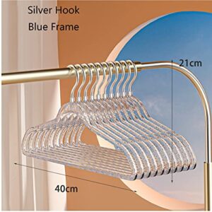 Clear Acrylic Hangers, Plastic Glitter Coat Hanger, Non-Slip Space Saving Suit Hangers Heavy Duty Clothes Hanger with Non Slip Notches ( Color : Silver+Blue )