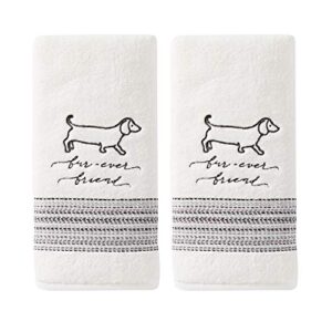 skl home by saturday knight ltd. fur ever friends 2-piece hand towel set, white