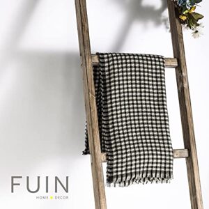 FUIN 6.3 Ft (76") Rustic Blanket Ladder Holder Farmhouse Wood Decorative Wall Leaning Quilt Towel Display Bathroom Rack, Light Brown