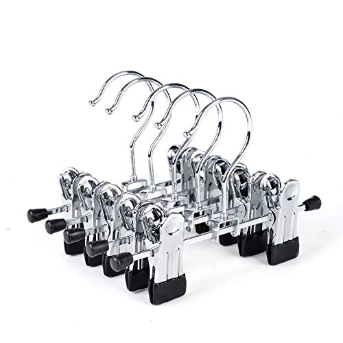 Amber Home 20 Pack 6" Metal Boots Hangers with 2 Adjustable Clips, Portable Multifunctional Hangers Space Saving for Socks Hats Towels Bags, Clips Hanger for Pet Clothes and Traveling (20 Pack)