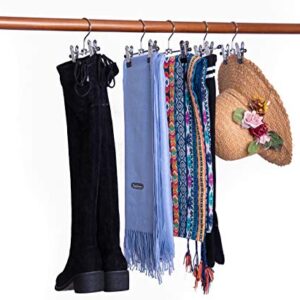 Amber Home 20 Pack 6" Metal Boots Hangers with 2 Adjustable Clips, Portable Multifunctional Hangers Space Saving for Socks Hats Towels Bags, Clips Hanger for Pet Clothes and Traveling (20 Pack)