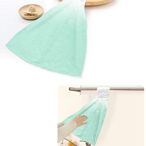 OneHoney 1PCS Hand Tie Towels for Bathroom Kitchen-Gradient White and Mint Green Decor Hanging Towel Tea Bar Dish Cloth Soft Coral Fleece Absorbent Washcloth,Abstract Minimalism Modernity