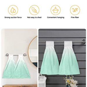 OneHoney 1PCS Hand Tie Towels for Bathroom Kitchen-Gradient White and Mint Green Decor Hanging Towel Tea Bar Dish Cloth Soft Coral Fleece Absorbent Washcloth,Abstract Minimalism Modernity