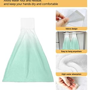 OneHoney 1PCS Hand Tie Towels for Bathroom Kitchen-Gradient White and Mint Green Decor Hanging Towel Tea Bar Dish Cloth Soft Coral Fleece Absorbent Washcloth,Abstract Minimalism Modernity