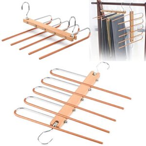 2 pcs pants hangers space saving , pants rack hangers , foldable hangers , metal layer hanger trouser hanger , multifunctional trouser hanger , closet jeans organizer , single trouser hanger.