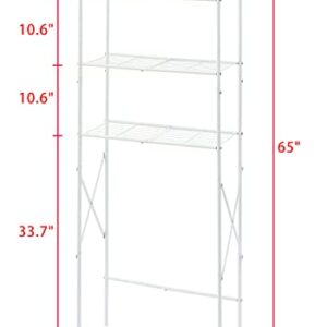 Tajsoon 3-Tier Over The Toilet Storage, Multifunctional Bathroom Organizer Over Toilet, Space Saver Bathroom Shelf Over Toilet, Stable Freestanding Toilet Rack with X Shape Fixed Frame, Metal, White