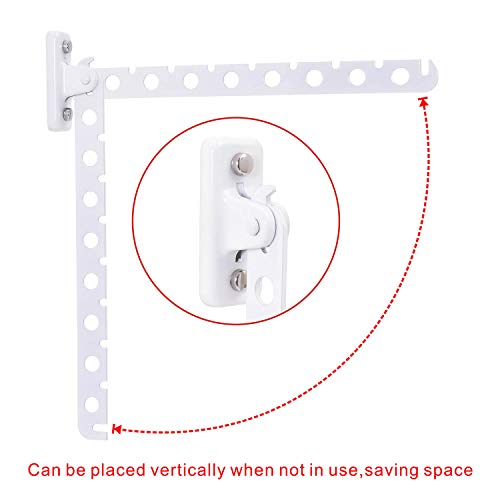 Wall Mount Clothes Hanger Laundry Hanger Dryer Rack White Retractable Clothes Rack Wall Hangers for Clothes Closet Wall Mounted Clothes Hanger 2 Pack