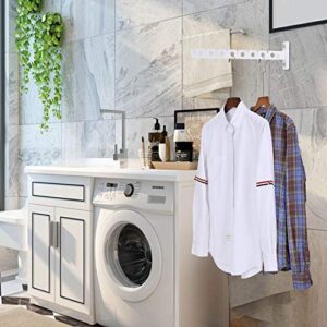 Wall Mount Clothes Hanger Laundry Hanger Dryer Rack White Retractable Clothes Rack Wall Hangers for Clothes Closet Wall Mounted Clothes Hanger 2 Pack