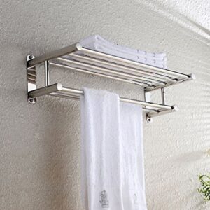 Stainless Steel Double Towel Bar 23 Inch With 5 Hooks ,Bathroom Shelves, Towel Holders Bath ,Towel Rack, Bathroom Shelves