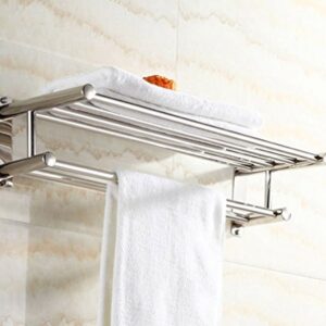 Stainless Steel Double Towel Bar 23 Inch With 5 Hooks ,Bathroom Shelves, Towel Holders Bath ,Towel Rack, Bathroom Shelves