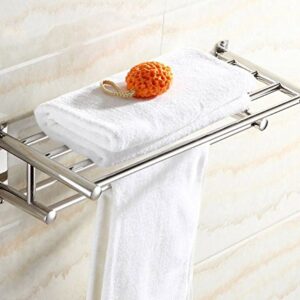 Stainless Steel Double Towel Bar 23 Inch With 5 Hooks ,Bathroom Shelves, Towel Holders Bath ,Towel Rack, Bathroom Shelves